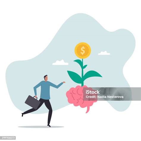 돈 태도 투자 마인드 또는 금융 지식 부 영감 투자 두뇌 지혜 또는 영감 비즈니스 Conceptflat 성격 개발에 대한 스톡 벡터 아트 및 기타 이미지 Istock