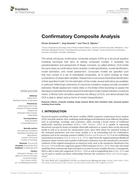 Pdf Confirmatory Composite Analysis