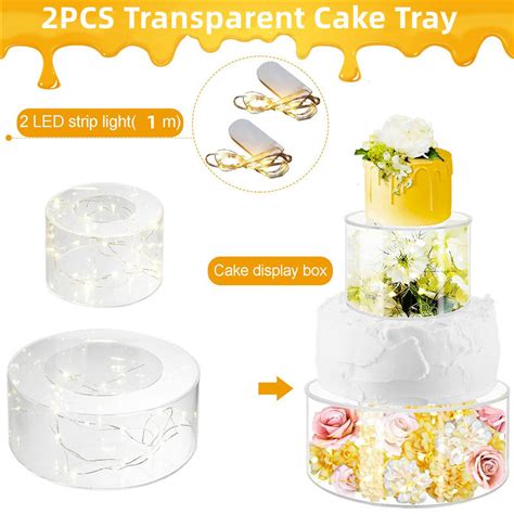 Jual 2pcs Acrylic Cake Stand Fillable Cake Risers Clear Cake Tier Stackable Cake Display Boxex