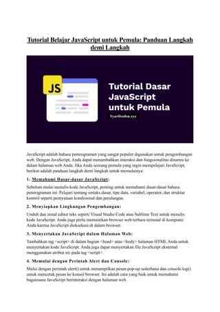 Tutorial Belajar JavaScript Untuk Pemula Pdf