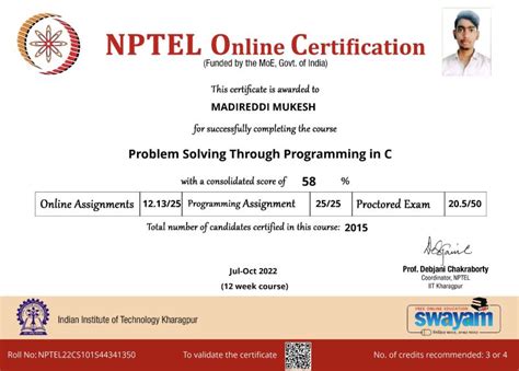Mukesh Madireddi On Linkedin Nptel Cprogramming Problemsolving