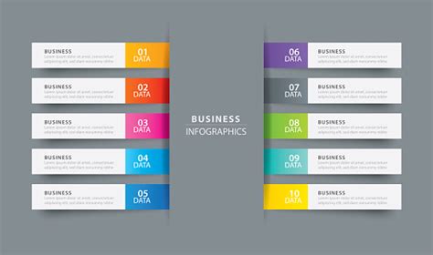 10개의 데이터 템플릿이 있는 수평 용지 인덱스의 인포그래픽 탭 인덱스 벡터 일러스트 추상 배경입니다 워크플로 레이아웃 비즈니스 단계 배너 웹 디자인에 사용할 수 있습니다
