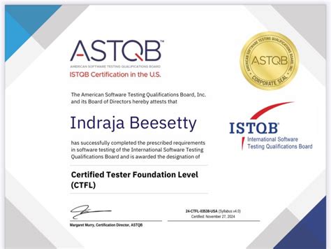Beesetty Indraja On Linkedin Istqb Testing Sdlc Istqbfoundation Certificate