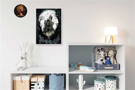 Dark Gothic Sleeping Beauty Castle Watercolor Digital Painting Dark