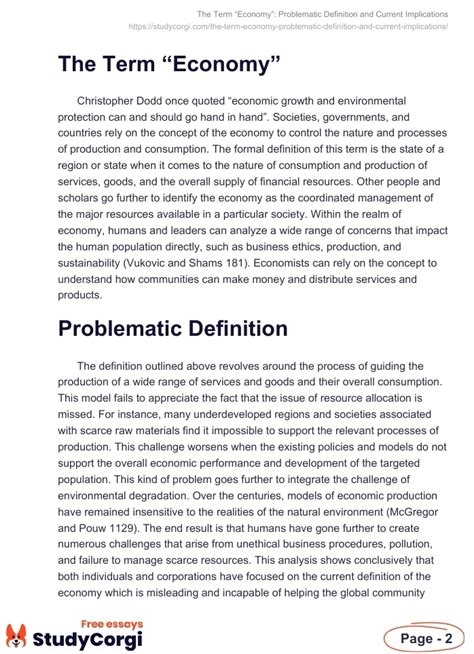 The Term Economy Problematic Definition And Current Implications Free Essay Example
