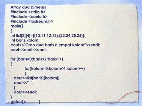 Penggunaan Array Satu Dimensi And Dua Dimensi Ppt