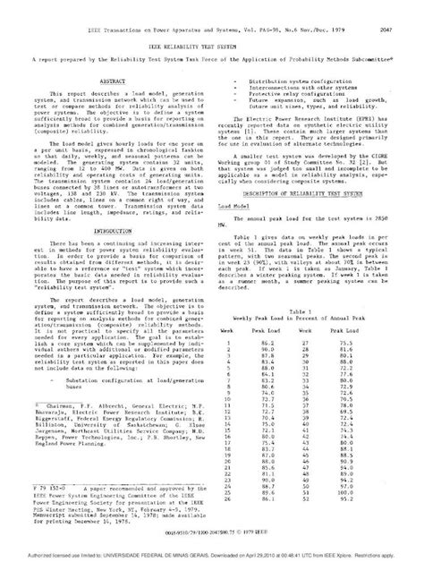 Pdf 31105356 Ieee Reliability Test System Dokumentips