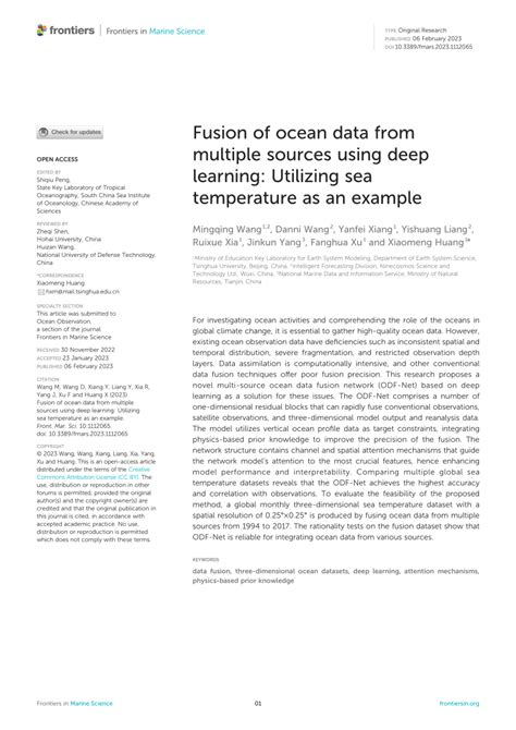 Pdf Fusion Of Ocean Data From Multiple Sources Using Deep Learning
