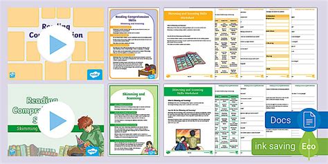 Reading Comprehension Skills Pack Skimming And Scanning Year 3 6