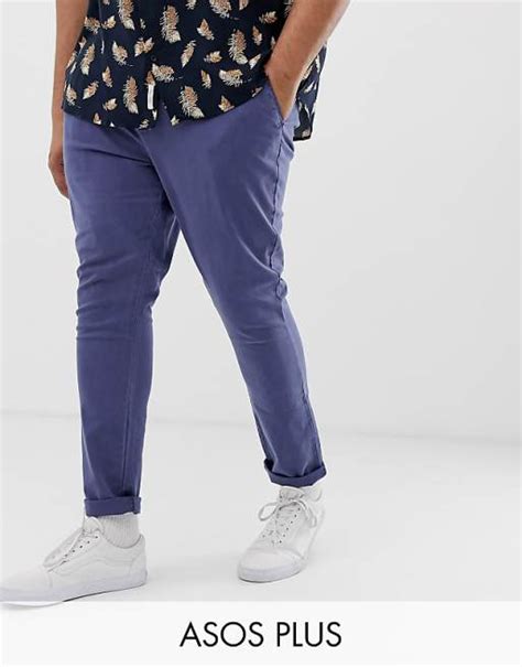 Asos Design Plus Super Skinny Chinos In Washed Blue Asos