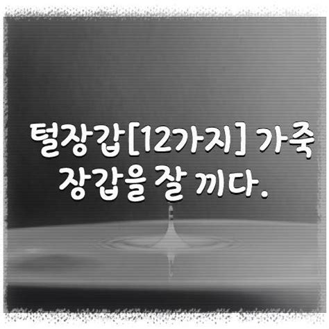 털장갑[12가지] 가죽장갑을 잘 끼다