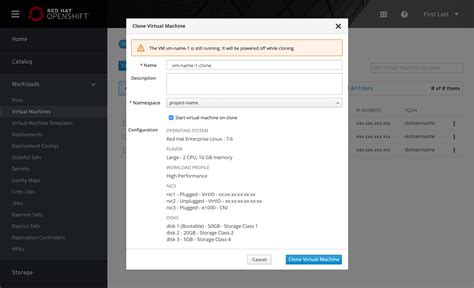Clone VM OpenShift Design