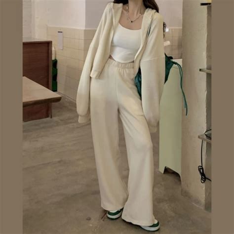 세트룩추리닝세트 와플 코튼 추리링바지 와이드팬츠 밴딩팬츠 편안한 원마일웨어 오버핏 크롭 후드집업 가을 잠바 투피스 세트