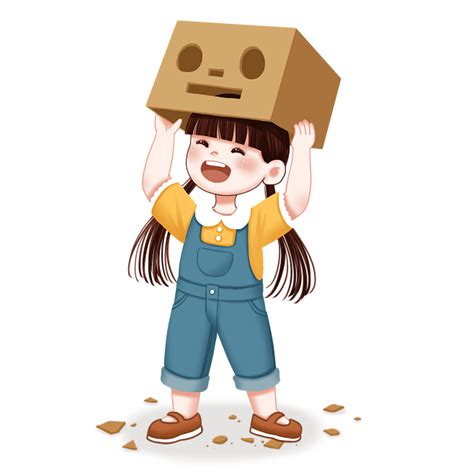 摄图网 402165662 儿童节玩耍的小女孩卡通人物元素（非企业商用）