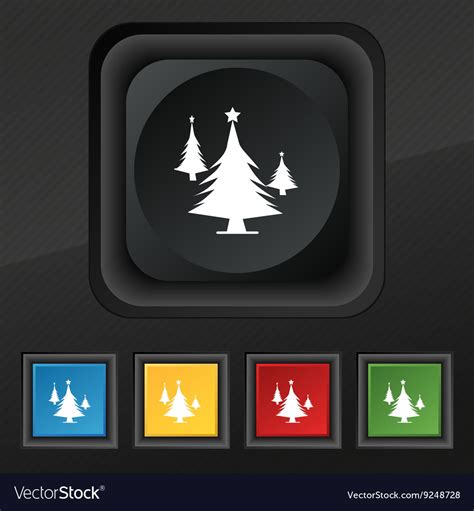 Coniferous Forest Tree Fir Tree Icon Symbol Set Vector Image