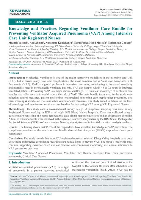 Pdf Ventilaor Associated Pnuemonia