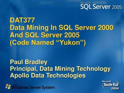 Ppt Dat377 Data Mining In Sql Server 2000 And Sql Server 2005 Code