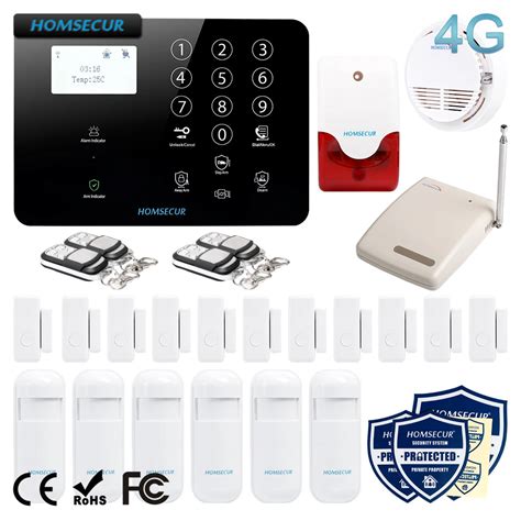 HOMSECUR Wireless Wired G GSM LCD Burglar Intruder Alarm System With Smoke Sensor PIR In