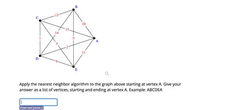 solved apply the nearest neighbor algorithm to the graph