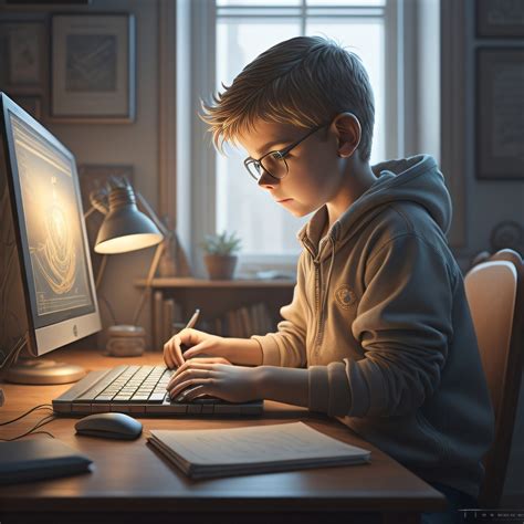 Download Ai Generated Boy Computer Royalty Free Stock Illustration
