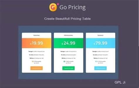 Go Pricing Gpl Wordpress Responsive Pricing Tables Gpl Ji