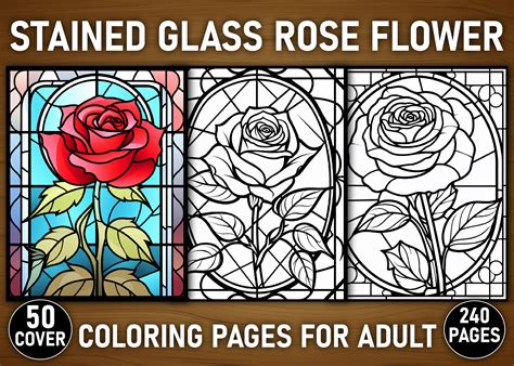 Stained Glass Rose Flower Coloring Pages Graphic By Asma Store