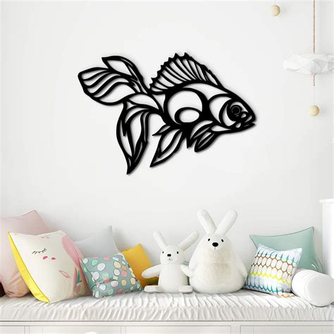 Сучасний декор стін Woodyard Сучасна картина для інтерєру Золота рибка стиль лофт 60x43 см