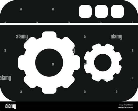 Simplistic Illustration Of A Web Browser Window With Gear Icons Representing Settings Or