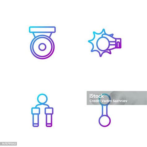 세트 라인 덤벨 줄넘기 권투 징 및 펀치 복싱 글러브 그라데이션 색상 아이콘 벡터 건강한 생활방식에 대한 스톡 벡터 아트 및 기타 이미지 건강한 생활방식 경쟁 공