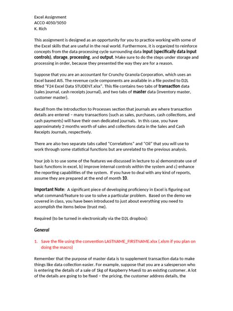 F24 Acco 4050 Excel Assignment Pdf Microsoft Excel Spreadsheet