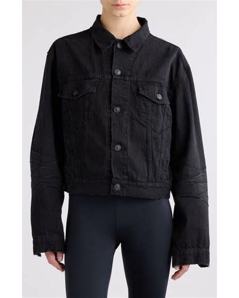 Balenciaga Small Fit Denim Crop Jacket In Black Lyst