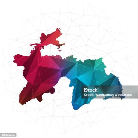 타지키스탄 지도 추상 다각형 벡터 그림 낮은 폴리 다채로운 스타일 그라데이션 그래픽 0명에 대한 스톡 벡터 아트 및 기타 이미지 0명 개념 국가 지리적 지역 Istock
