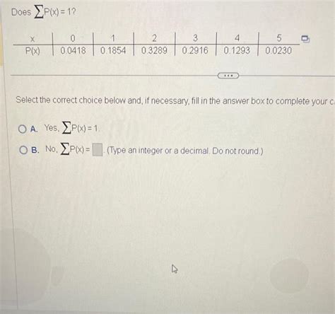 solved does ∑p x 1 select the correct choice below and