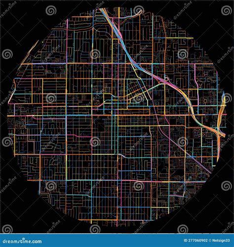 Riverside California Map With Neighborhoods And Modern Round Shapes