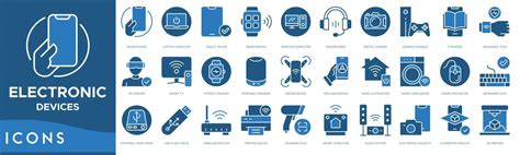 Electronic Devices Icon Set Smartphone Laptop Computer Tablet Device Smartwatch Desktop