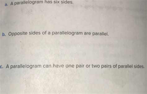 Solved A A Parallelogram Has Six Sides B Opposite Sides Of A