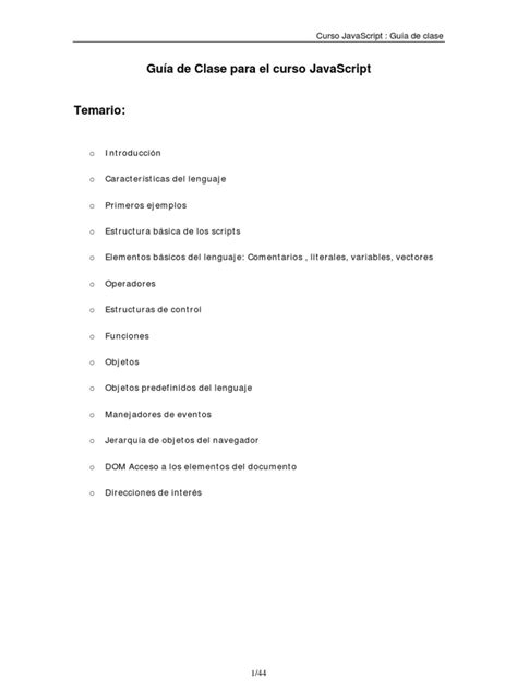Guia Curso Javascript Pdf Estructura De Datos De Matriz Script Java
