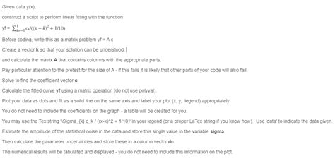 Solved Matlab Given Data Y X Construct A Script To Chegg