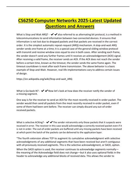 Cs6250 Computer Networks 2025 Latest Updated Questions And Answers Cs 6250 Stuvia Us