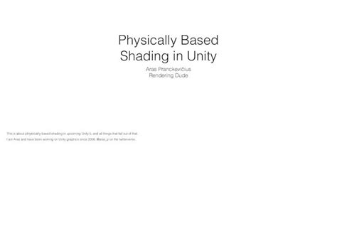 Pdf Physically Based Shading In Unity Aras Websitephysically