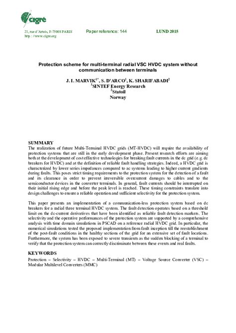 Pdf Protection Scheme For Multi Terminal Radial Vsc Hvdc System Without Communication Between
