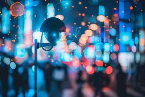 Facial Recognition Surveillance Cctv Cameras In Action Stock Illustration Illustration Of