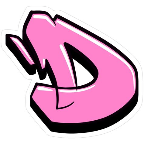 Pink Graffiti Letter D Sticker Cute And Trendy Pink Stickers