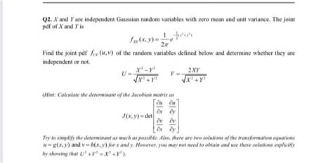 Solved Q2 X And Y Are Independent Gaussian Random Variables