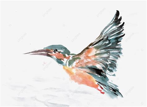 날개 달린 물총새 수묵화 묵화 먹그림 Png 일러스트 및 Psd 이미지 무료 다운로드 Pngtree