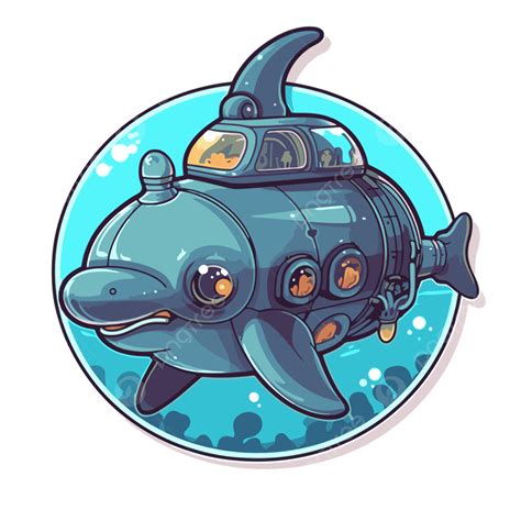 Submarino De Dibujos Animados Flotando En El Agua Clipart Vector Png