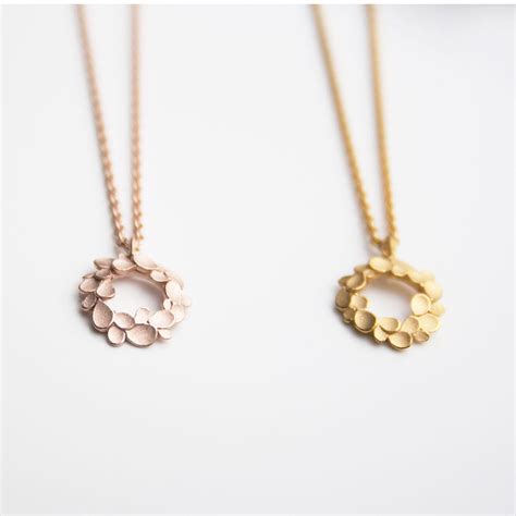 Floral Wreath Small Silver Necklace Gold Plated Dagmar Korecki Jewellery