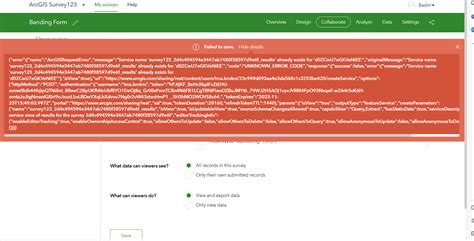 Unable To Share Arcgis Survey123 Results With An A Esri Community