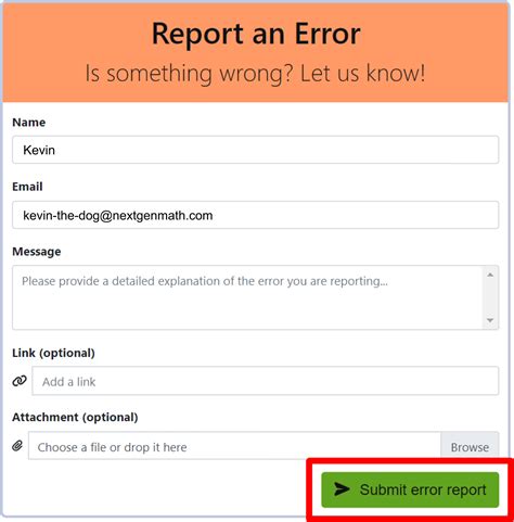 reporting an error next gen math