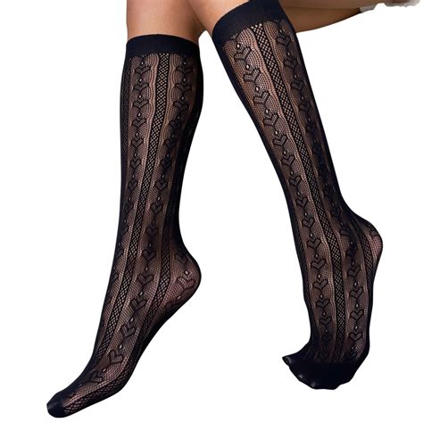 Ehqjnj Black Stockings Thigh High Sheer Women Printed Lace Socks Mesh